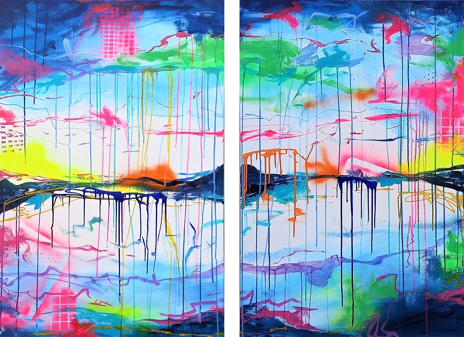Huge Abstract Perfectly Imperfect II Diptych 160 x 120 cm Two Abstract ...
