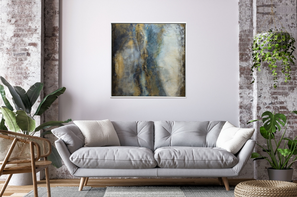 Vision - Large Square Abstract Painting in Frame