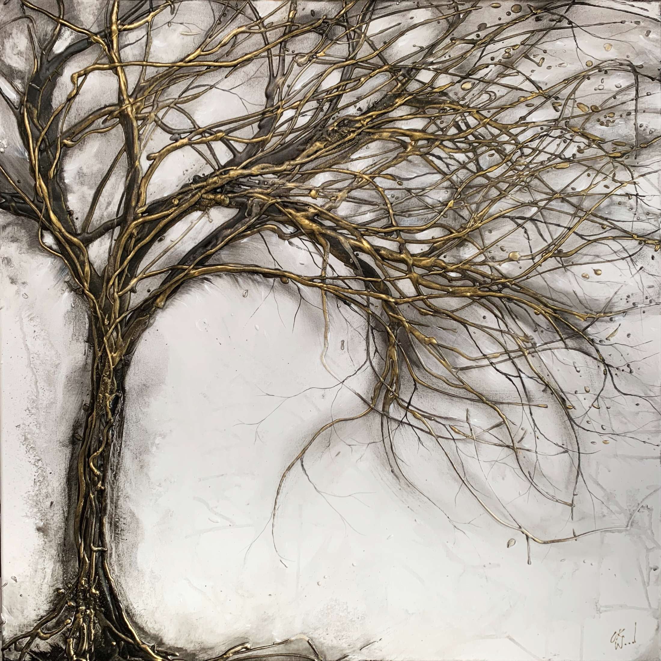 Gold Metallic Tree Sculpture