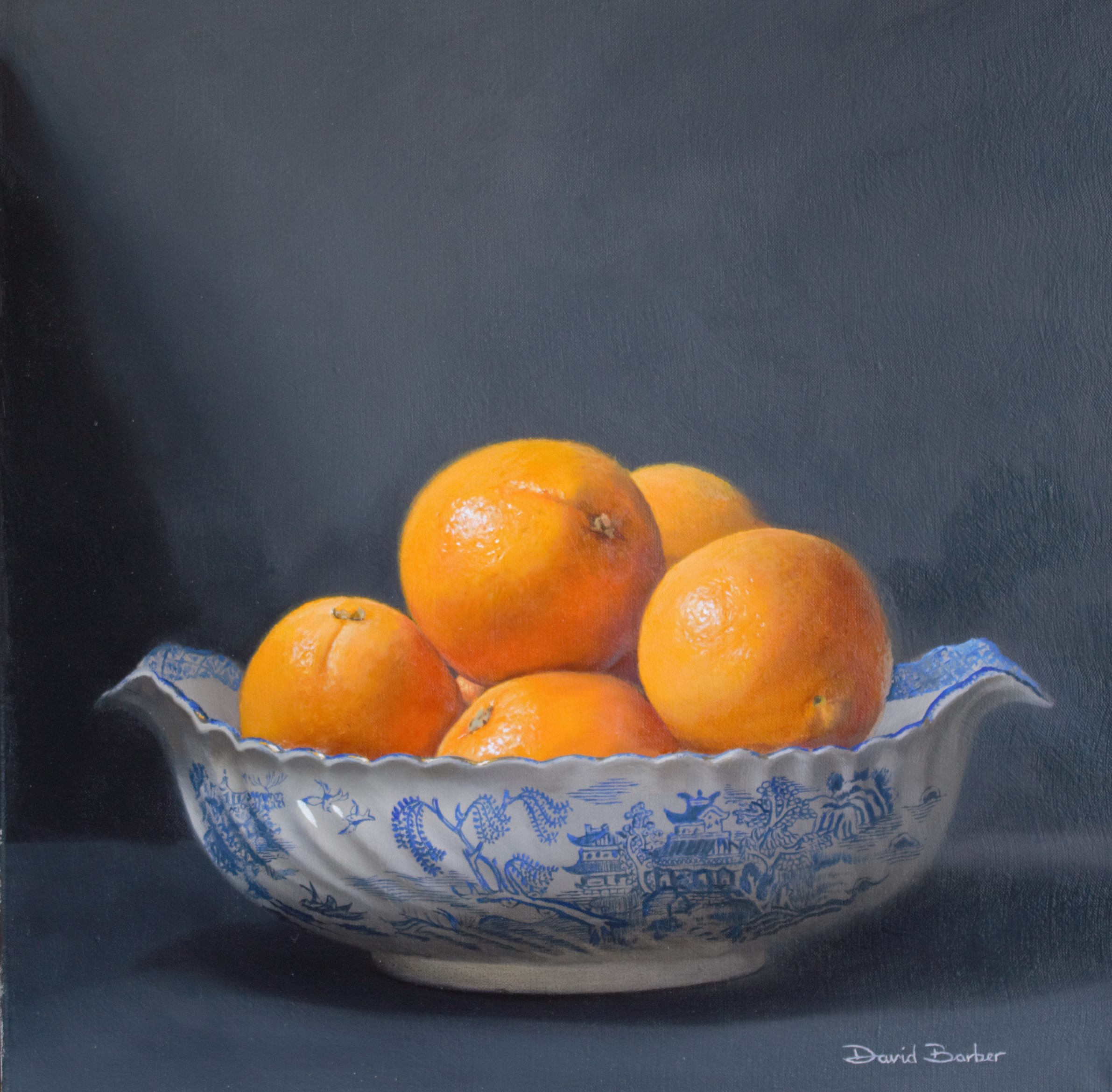 Oranges with Blue Doves - Still Life