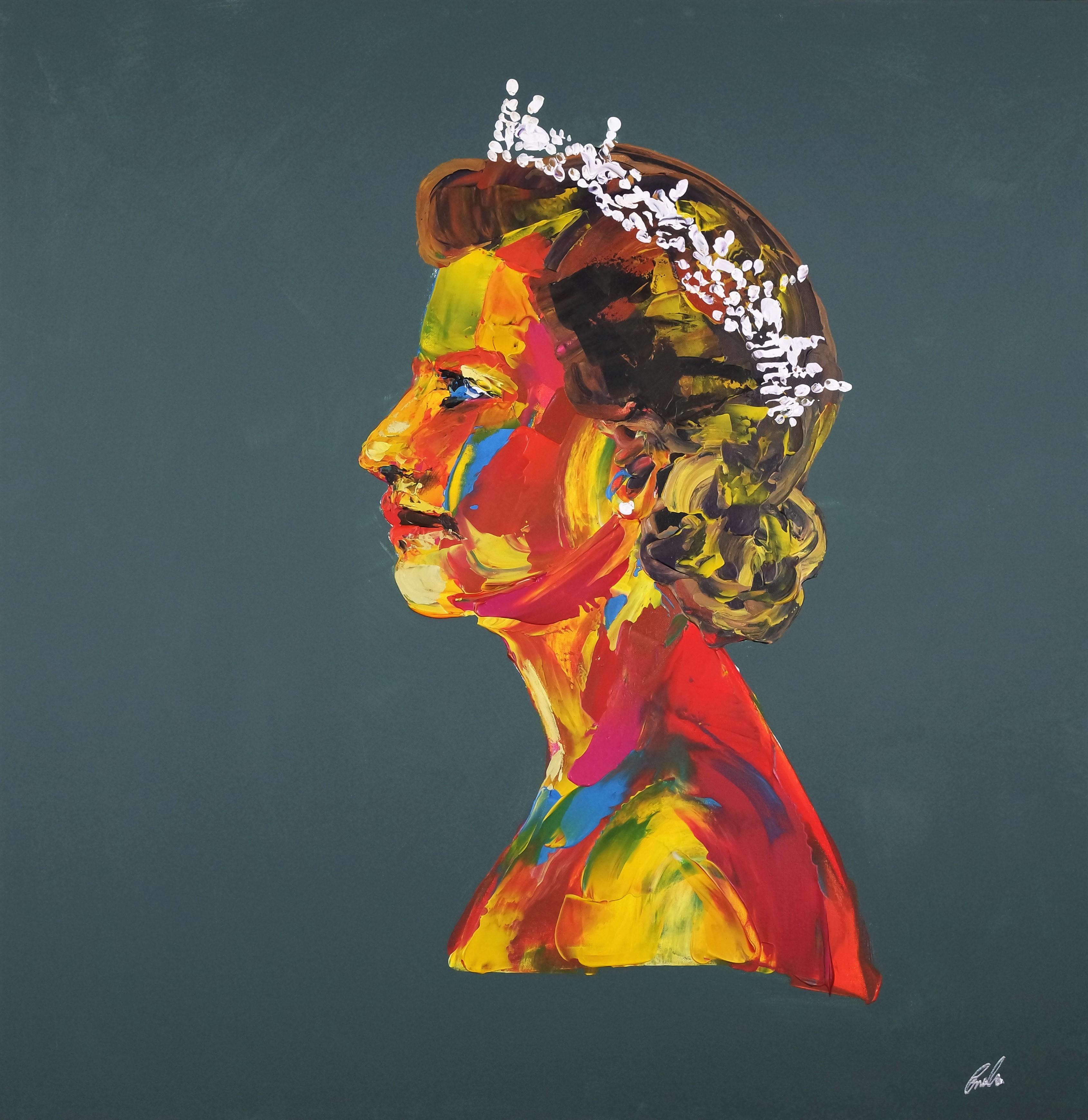 SOLD Queen Elizabeth II side view 646 Portrait Painting