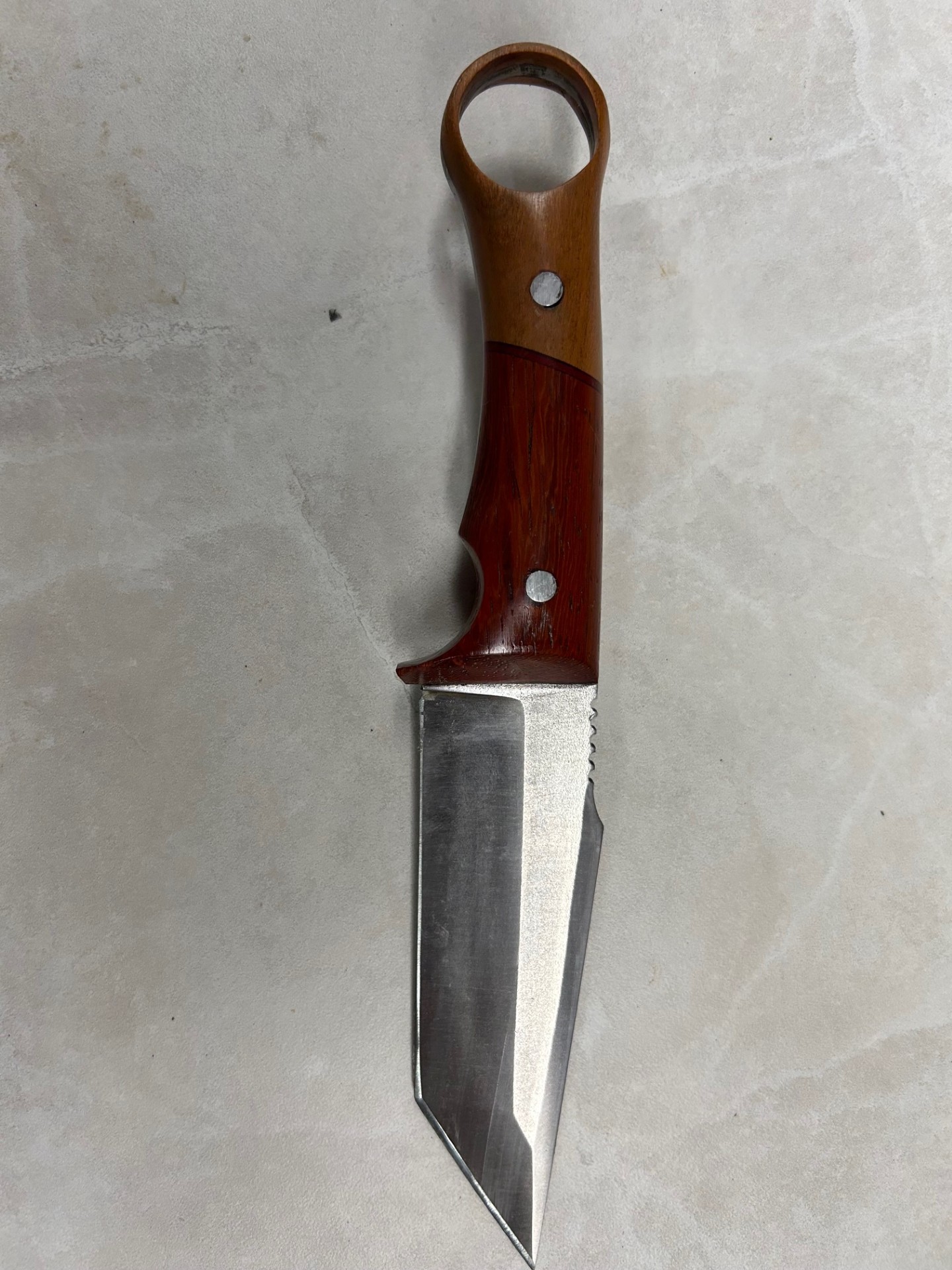 Custom Tanto Point Knife Pauduk and Cherry Handle