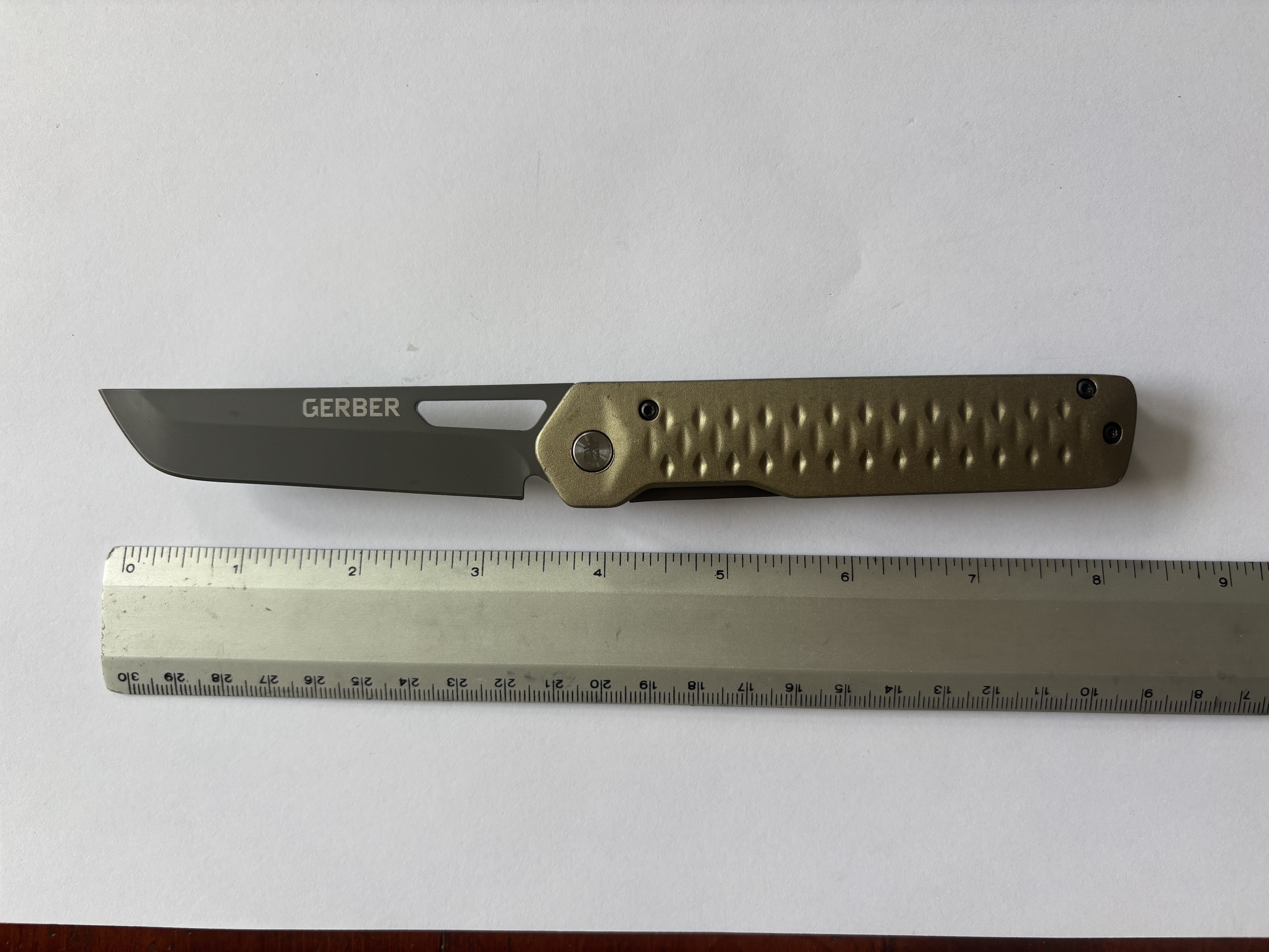 Gerber Quadrant Folding Knife – Olive Aluminum Handle, Satin Sheepsfoot ...