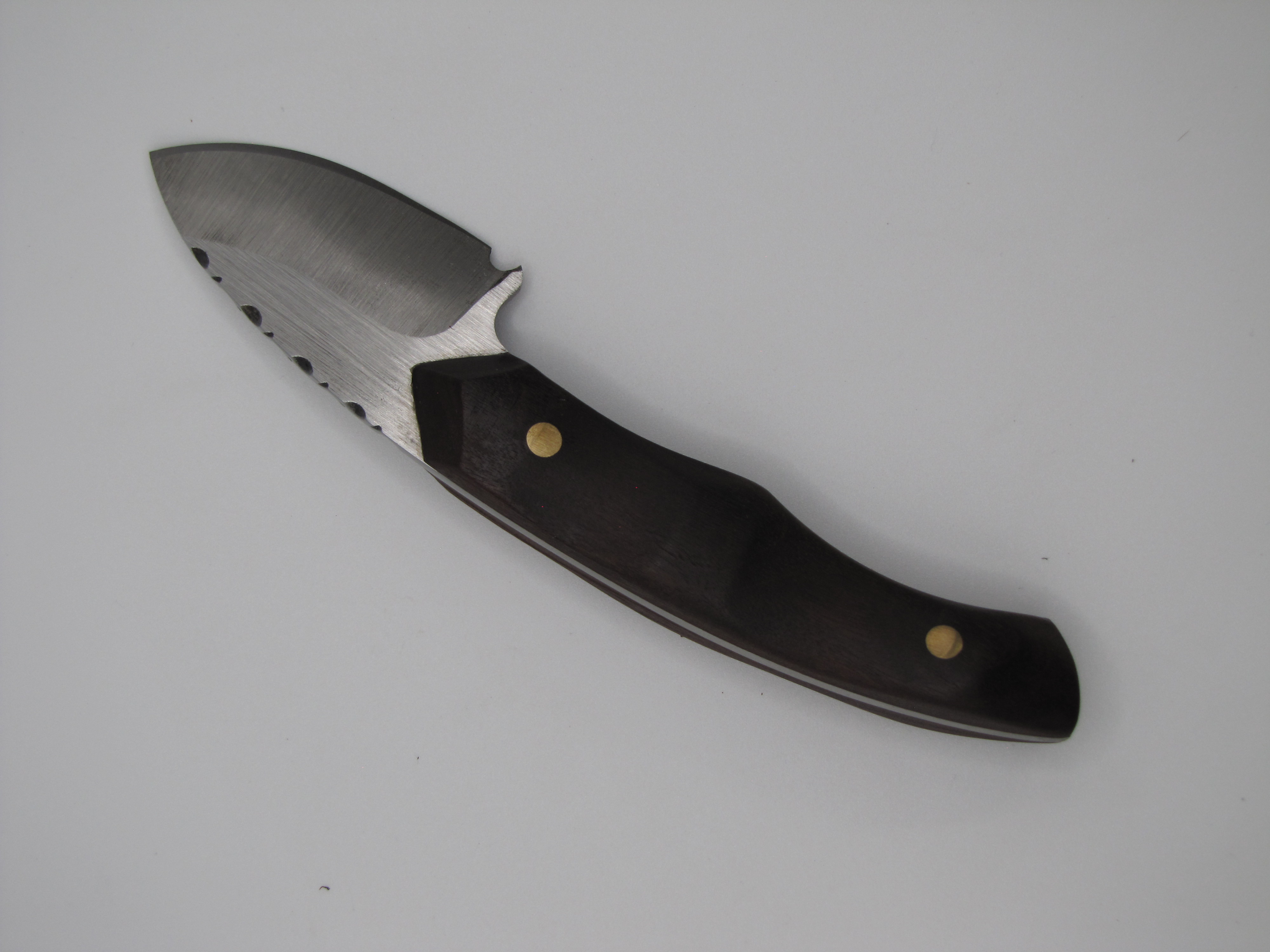 1095 high carbon steel caping knife with a drop point with natural wood ...